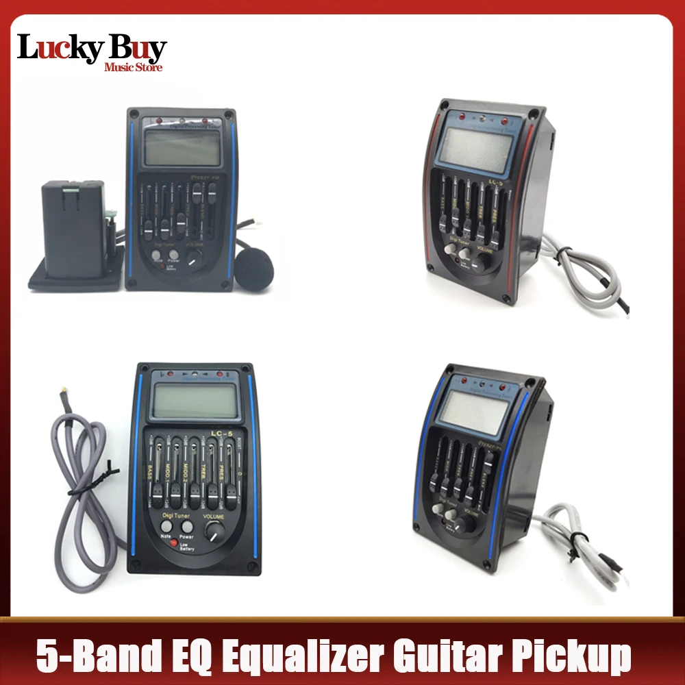 LC-5/4 5 Band Acoustic Guitar Preamp EQ Equalizer Pickup Tuner System ...