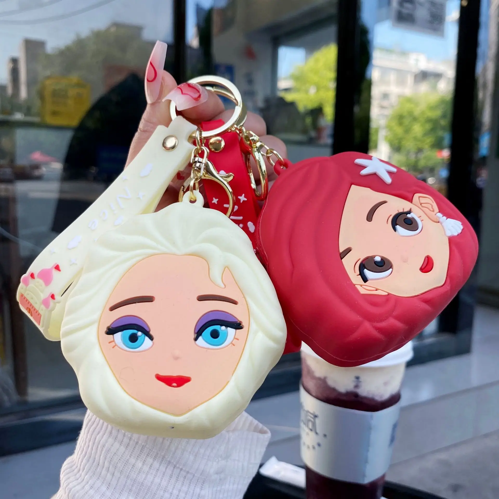 Creative Cartoon New Princess Coin Purse Keychain Cute Princess Elsa ...