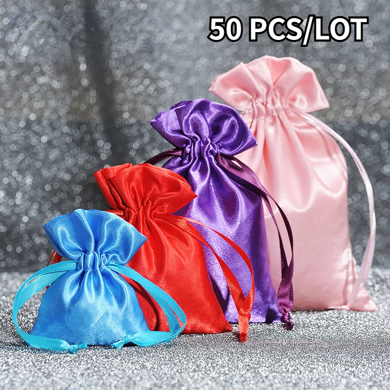 50-Pcs-Lot-Drawstring-Satin-Bags-for-Christmas-New-Year-Party-Smooth ...