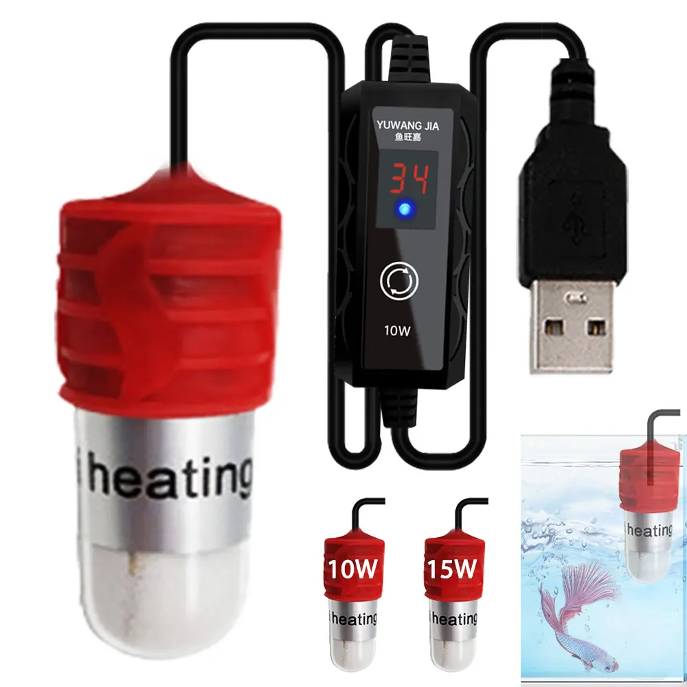 10W-15W-USB-Mini-Aquarium-Heating-Rod-Small-Fish-Tank-Submersible ...
