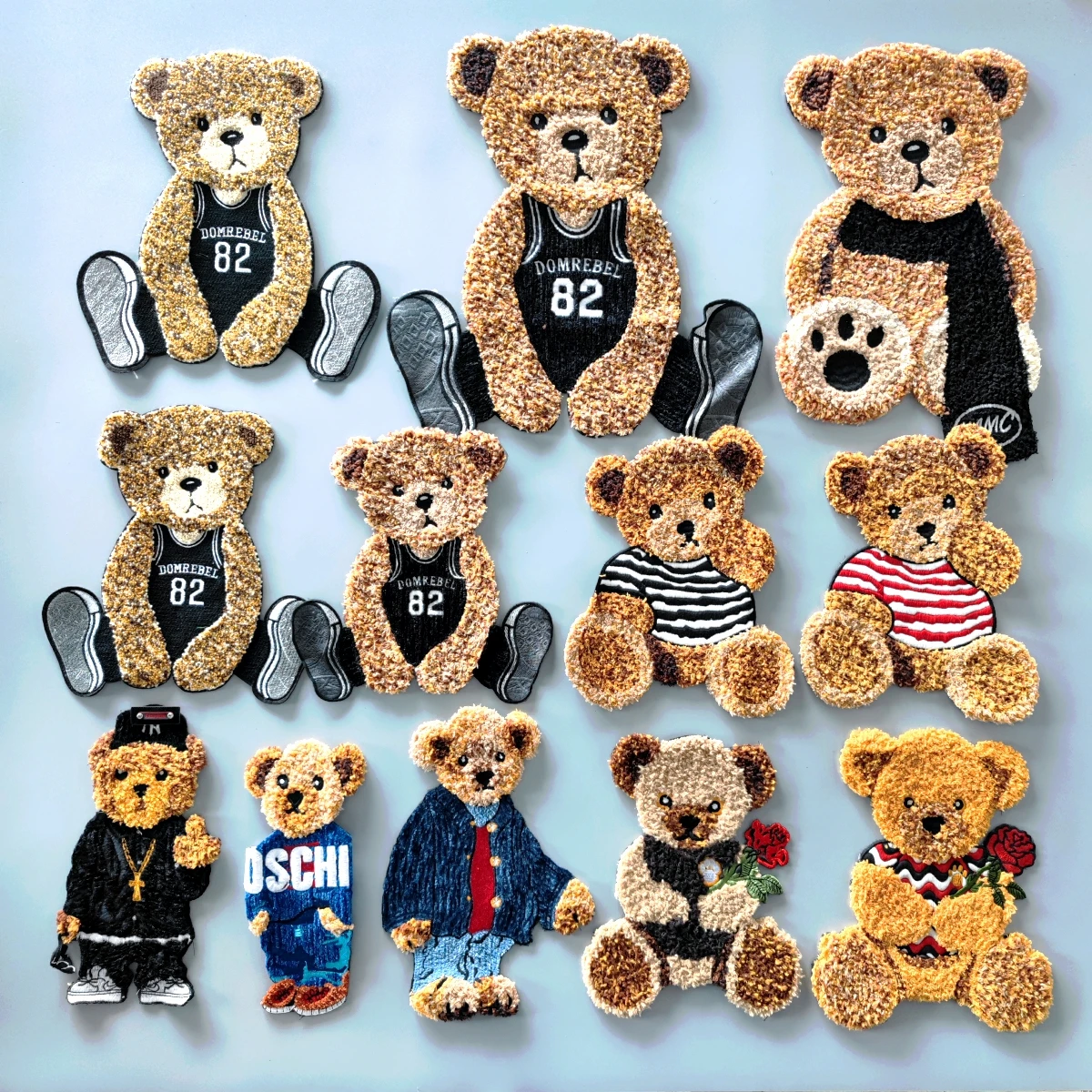 Chenille-Basketball-Bear-Bordado-Patch-costurar-em-Rose-Bears-Patches-emblemas-dos-desenhos ...