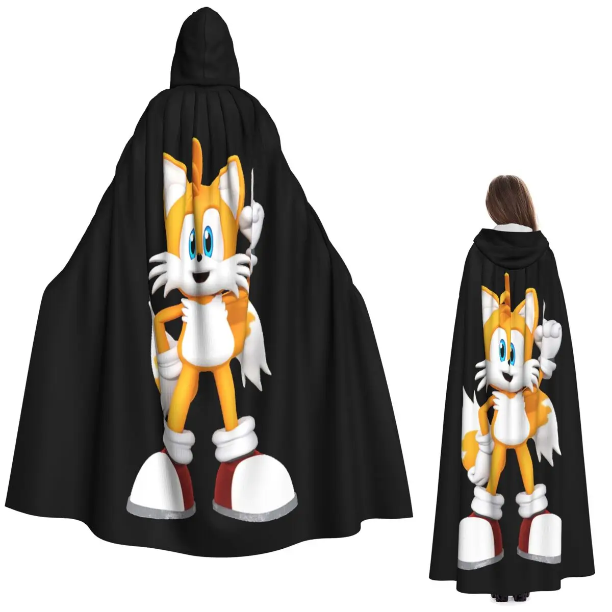 Tails The Fox Sonic The Hedgehog Long Hooded Cloak Witch Medieval ...
