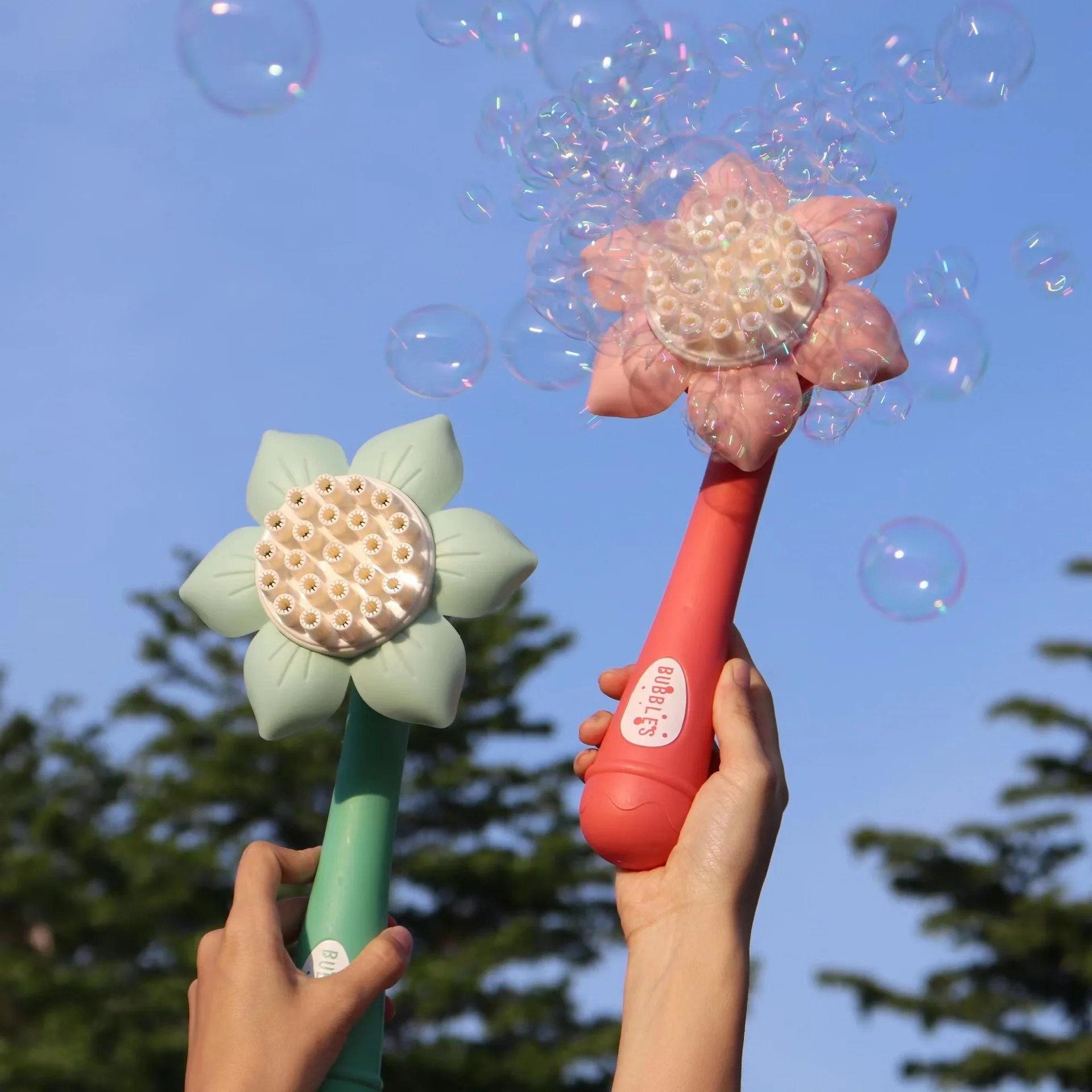 Kids Bubble Sunflowers Toys Electric Creative Bubble Machine Stick Toys ...