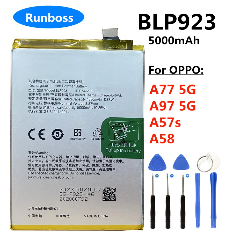 New-Original-5000mAh-BLP923-Phone-Battery-For-Oppo-A77-CPH2339-A97-5G ...