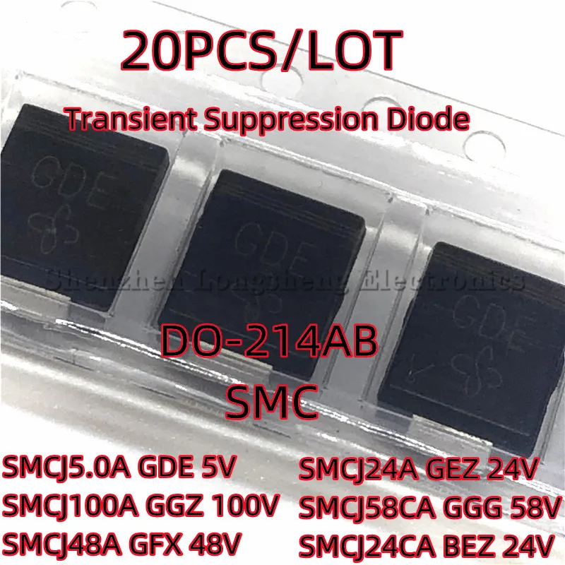 50pcs/lot Smcj5.0a Silk Screen: Gde Smc (do-214ab) Unidirectional Tvs ...