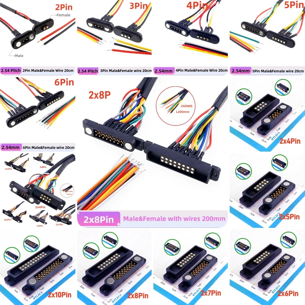 10-5-2-1-Pairs-2-54-MM-Pitch-High-Current-2A-Magnetic-Pogo-Pin ...