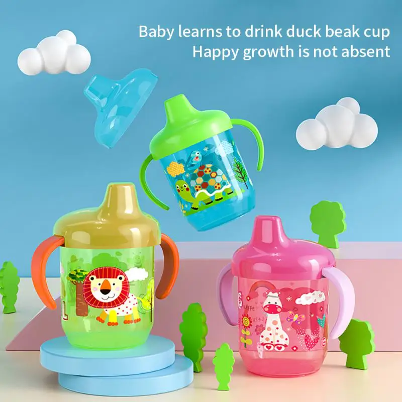 Infant Learning Drink Cup Baby Water Bottle Cartoon Silicone Duckbill ...