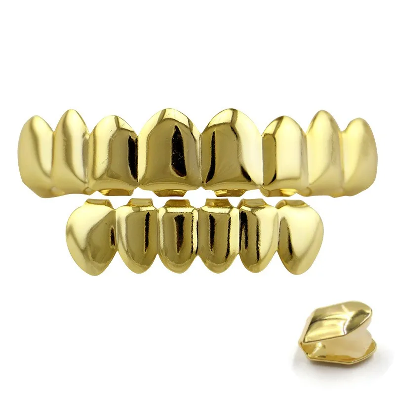 Rapper-18K-Gold-Plated-Teeth-Grillz-Set-Silver-Color-Top-Bottom-8-8-Hip ...