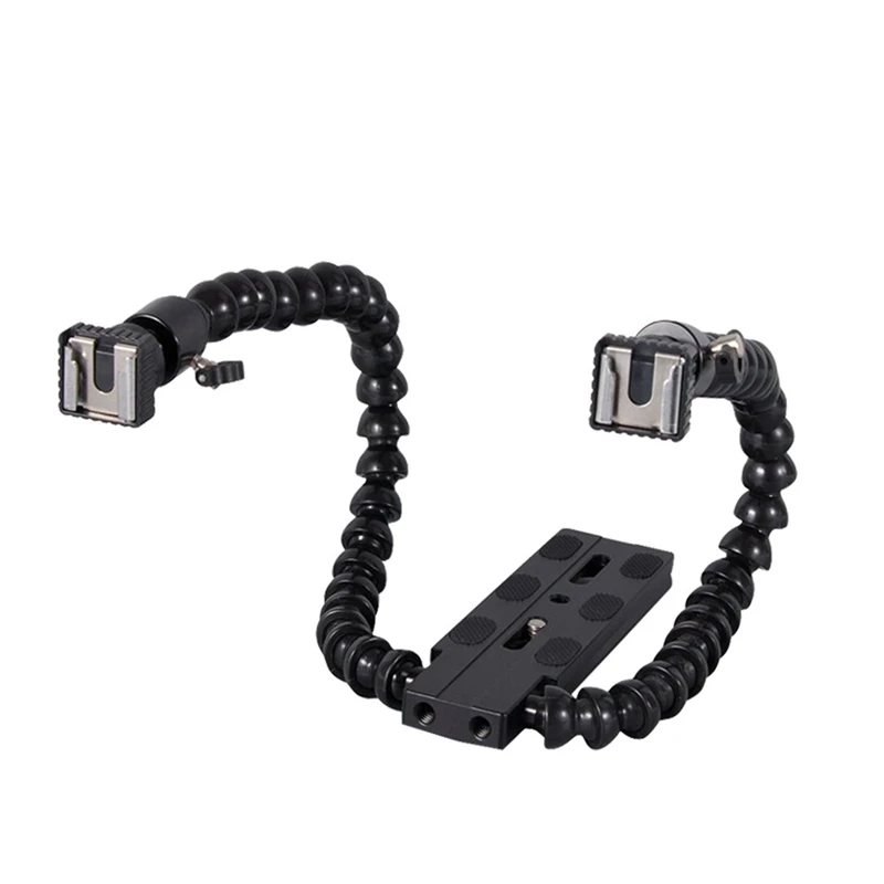 Flexible Dual Arm Hot Shoe Flash Bracket Mount Holder For Canon Nikon ...