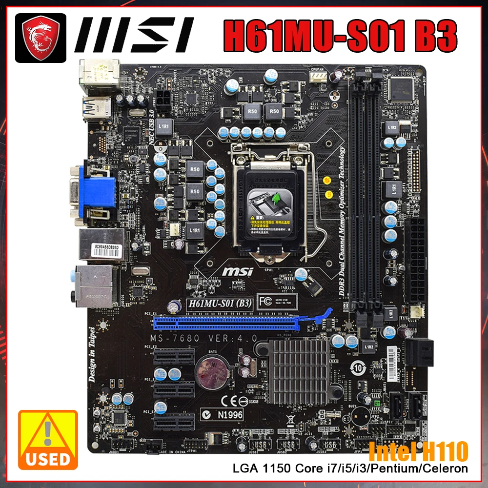 LAG-1155-Intel-H61-Motherboard-MSI-H61MU-S01-B3-Motherboard-DDR3-RAM ...