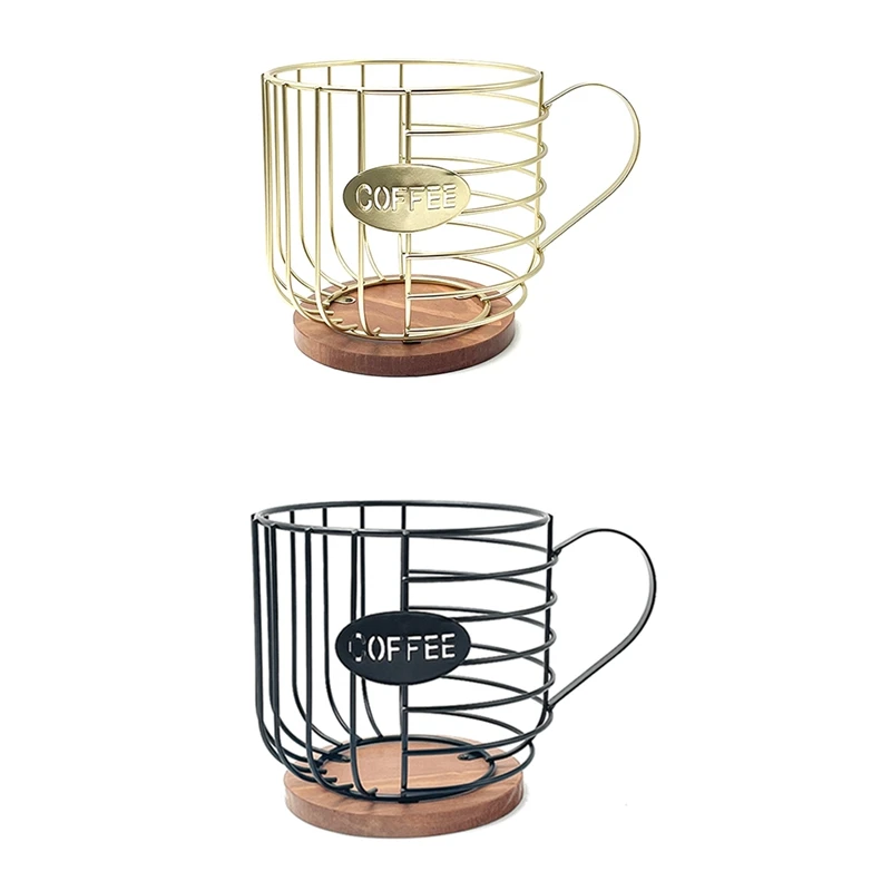 Coffee-Pod-Holder-Coffee-Pod-Basket-Wire-Coffee-Pod-Storage-Wooden-Base ...