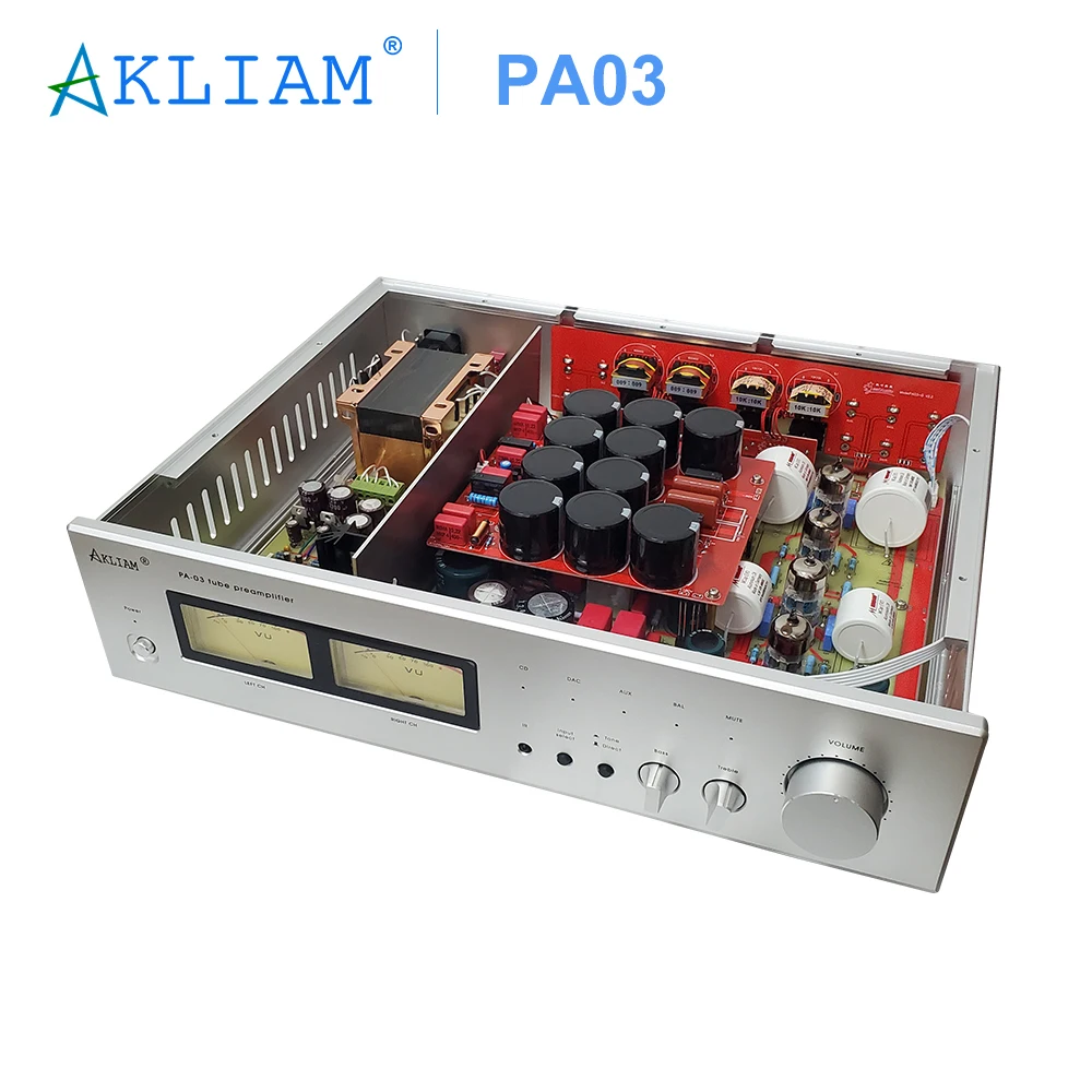 AkLIAM PA03 프리 앰프, 듀얼 채널 UV 미터 및 원격 제어 기능이 있는 ARC LS22 회로 레트로 튜브 프리 앰프 ...
