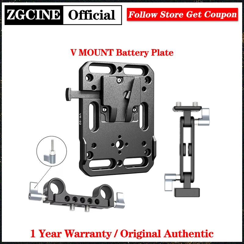 ZGCINE VR-02 V MOUNT Battery Plate With 15MM Rod Clamp standard V Lock ...