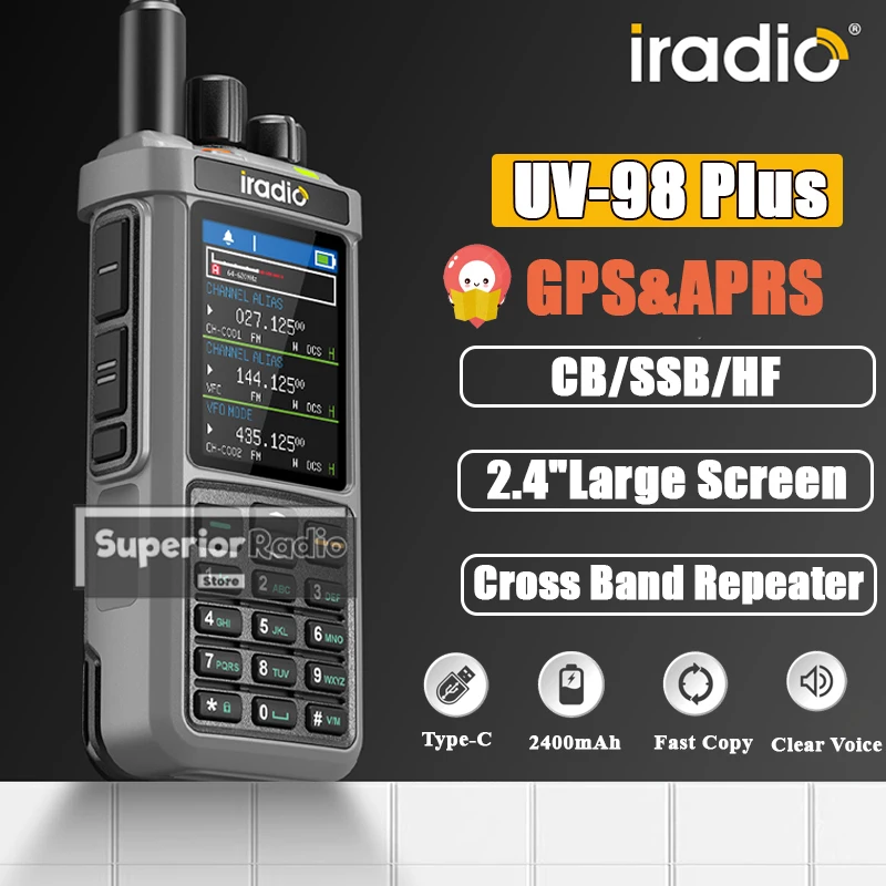 Iradio UV-98 Plus GPS Walkie Talkie APRS 10W Cross Band Repeater ...