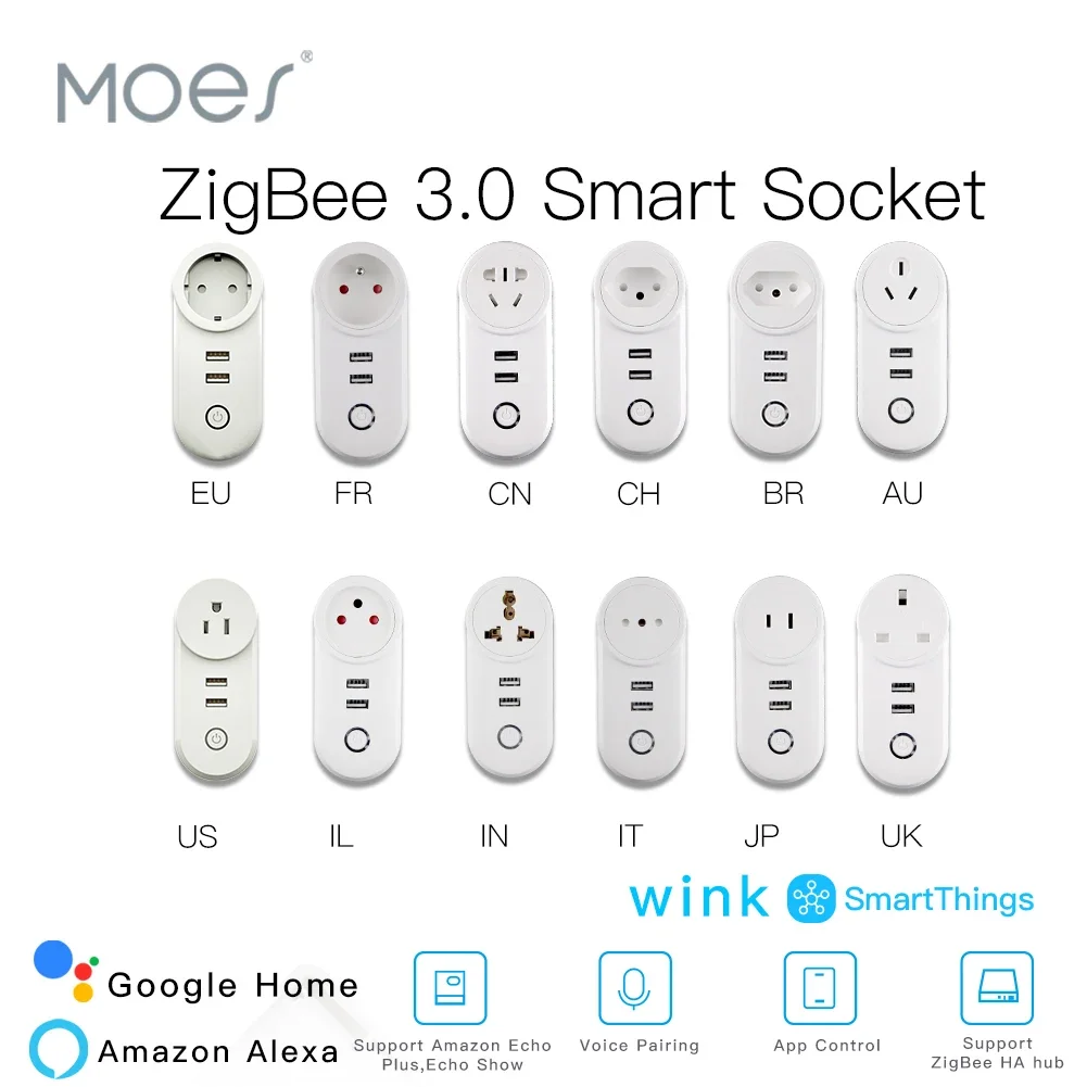 ZigBee-3-0-Smart-Socket-Plug-with-2-USB-Interface-Remote-Voice-Control ...
