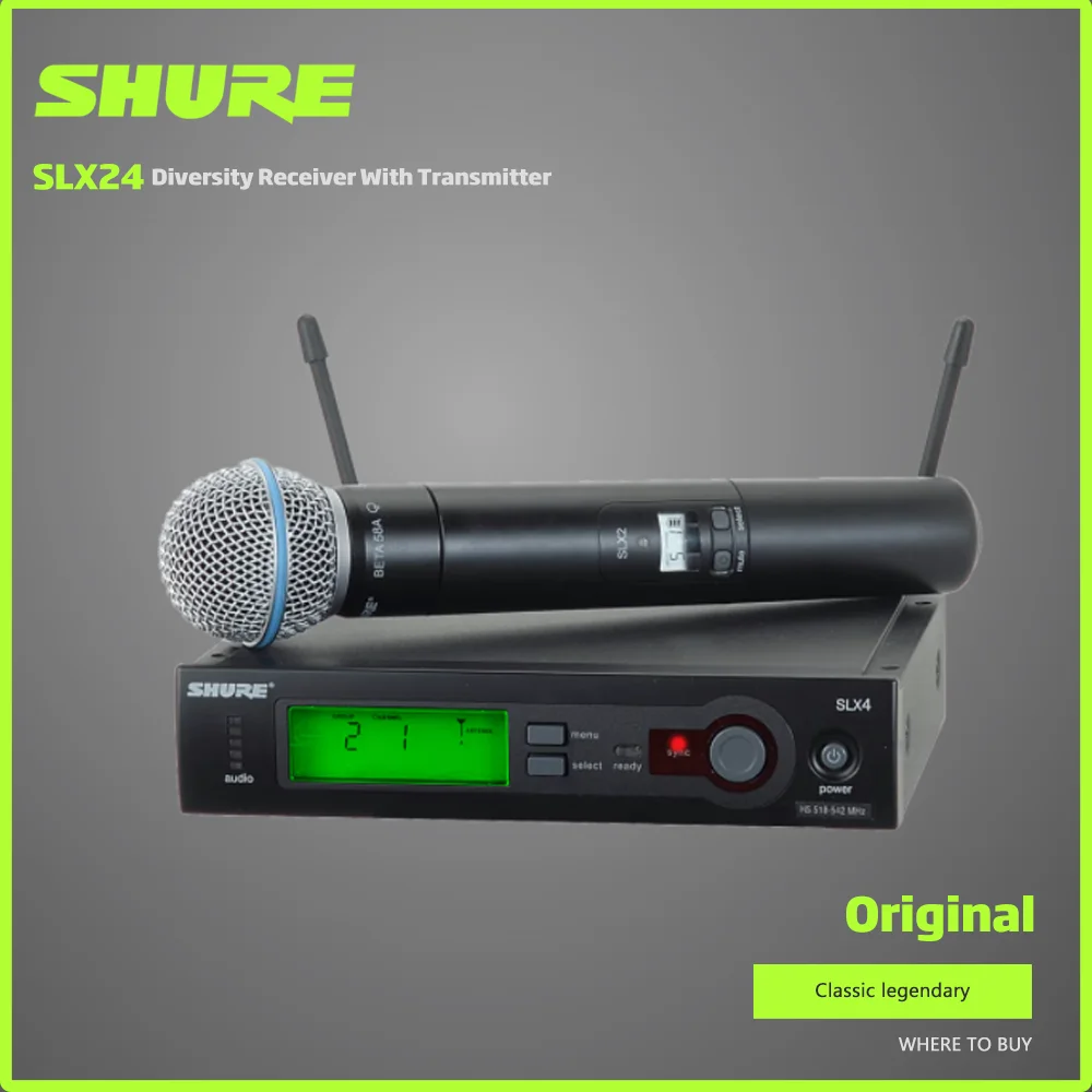 SHURE 오리지널 SLX4 SLX24 UHF 다이버시티 수신기 BETA58 S58 무선 마이크 시스템, 랙 및 분리형 안테나 포함| | - AliExpress