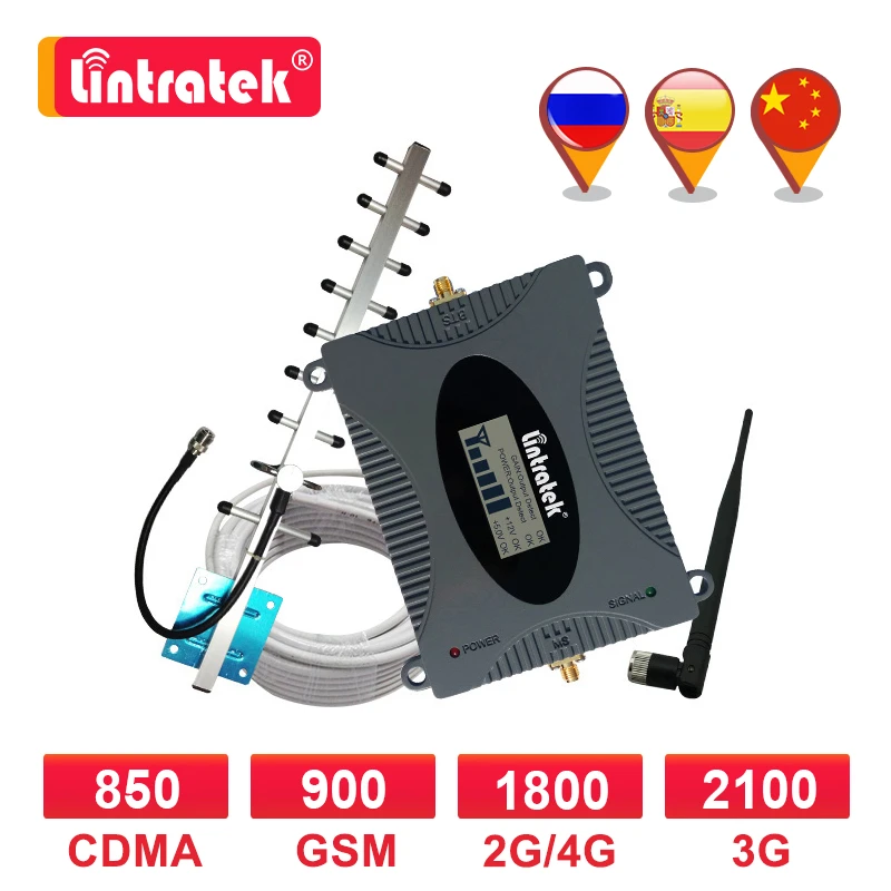 Lintratek 1800mhz 4g Signal Amplifier Lte 1800 Gsm 900mhz 3g Wcdma 2100 Sound Booster Repeater ...