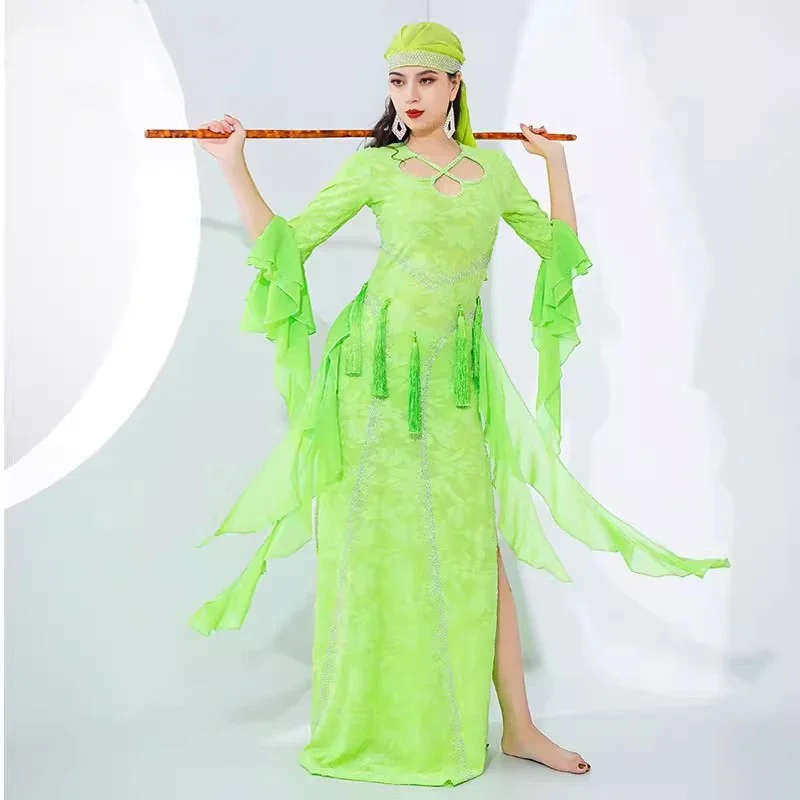 Traje Baladi de actuación de grupo, vestido elástico de una pieza de ...