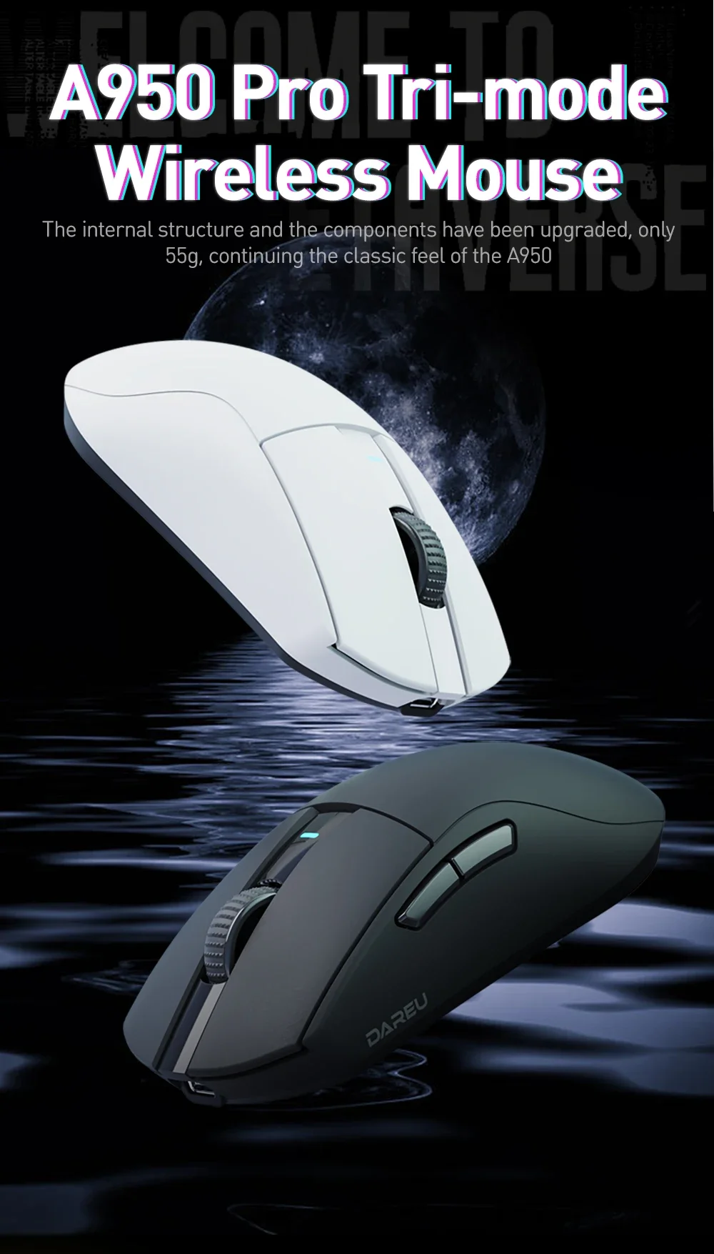 Choice Black Dareu 4khz Tri Mode 2 4g Wireless Wired Pbt Mouse Paw3395 ...