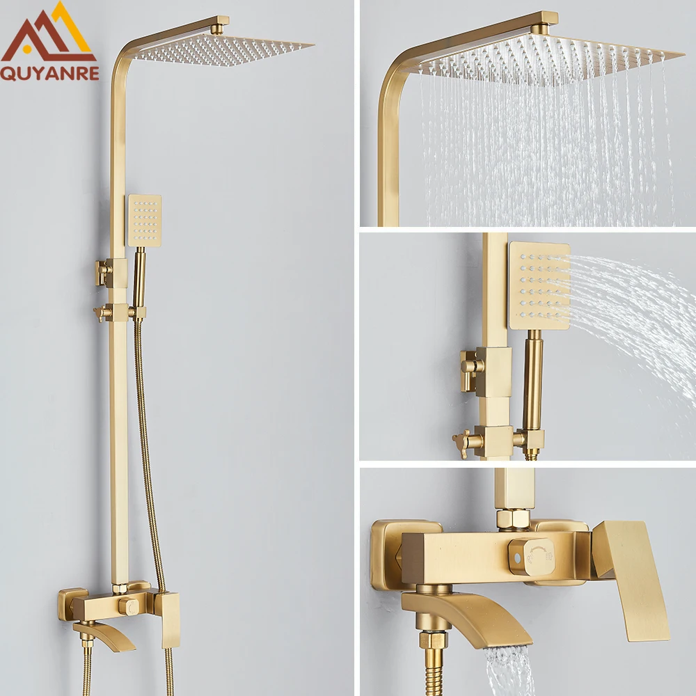 Rain-Waterfall-Shower-Faucet-Gold-Brushed-Wall-Mounted-3-in-1-Shower ...