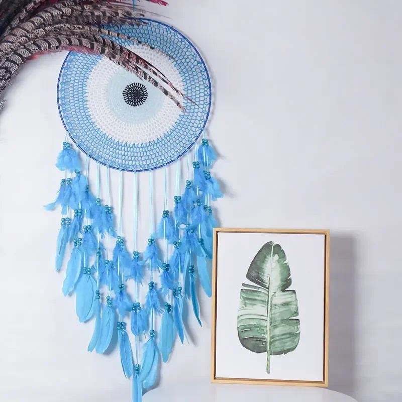 Blue Handmade Dream Catcher Wind Chimes Pendant Indian Dreamcatcher for ...