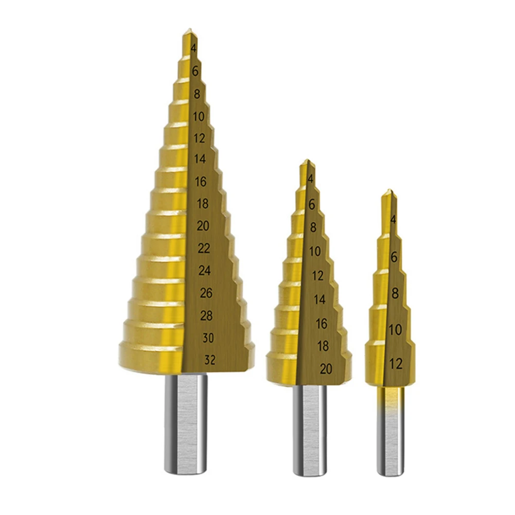 HSS-Steel-Large-Step-Cone-Titanium-Coated-Metal-Drill-Bit-Cut-Tool-Set ...