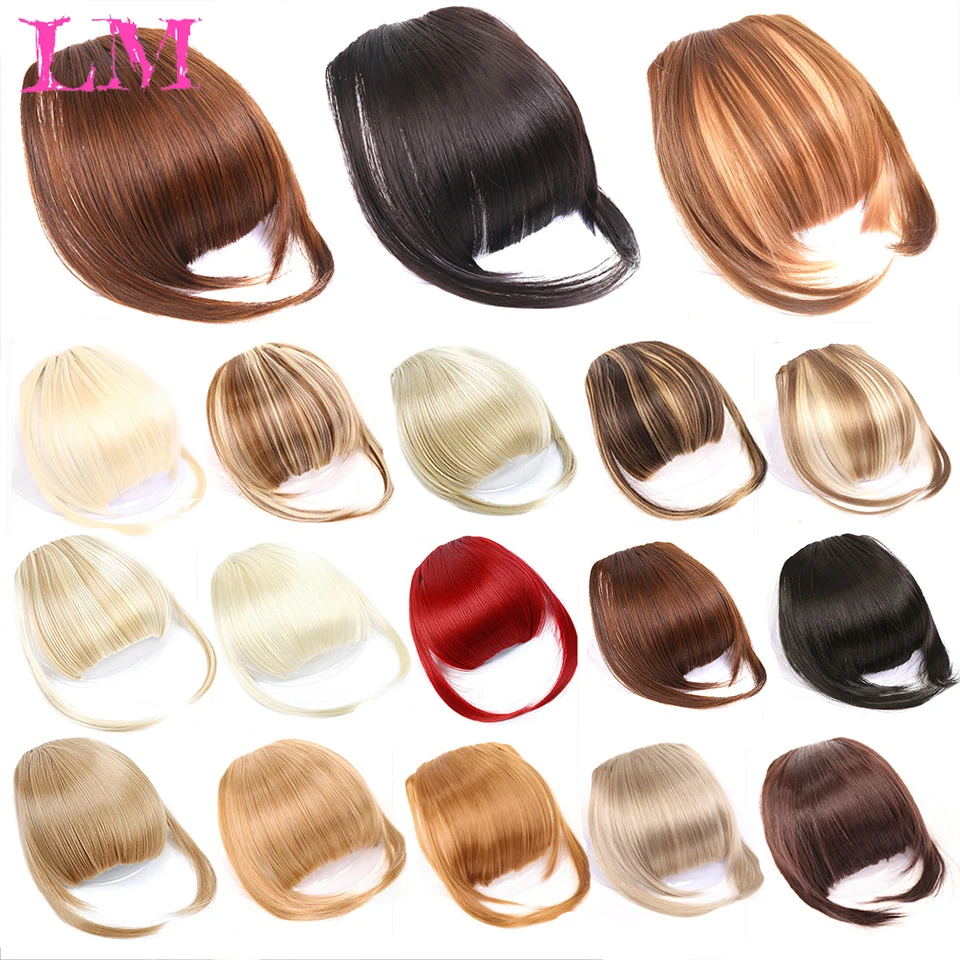 LM Natural Straight Synthetic Blunt Bangs High Temperature Fiber Brown ...