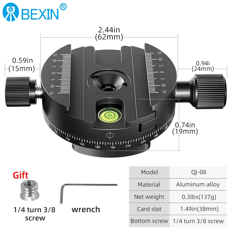 Panoramic Rotating Quick Release Plate Clamp Seat Tripod Gimbal ...