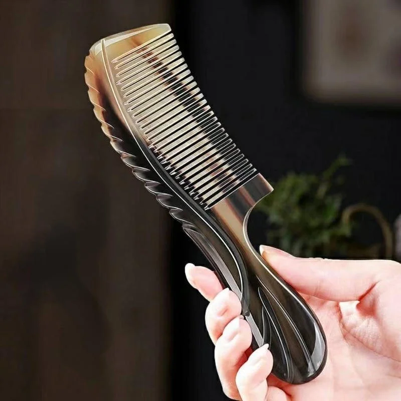 Handmade-Natural-Ox-Horn-Comb-Anti-Static-Buffalo-Combs-Handle ...