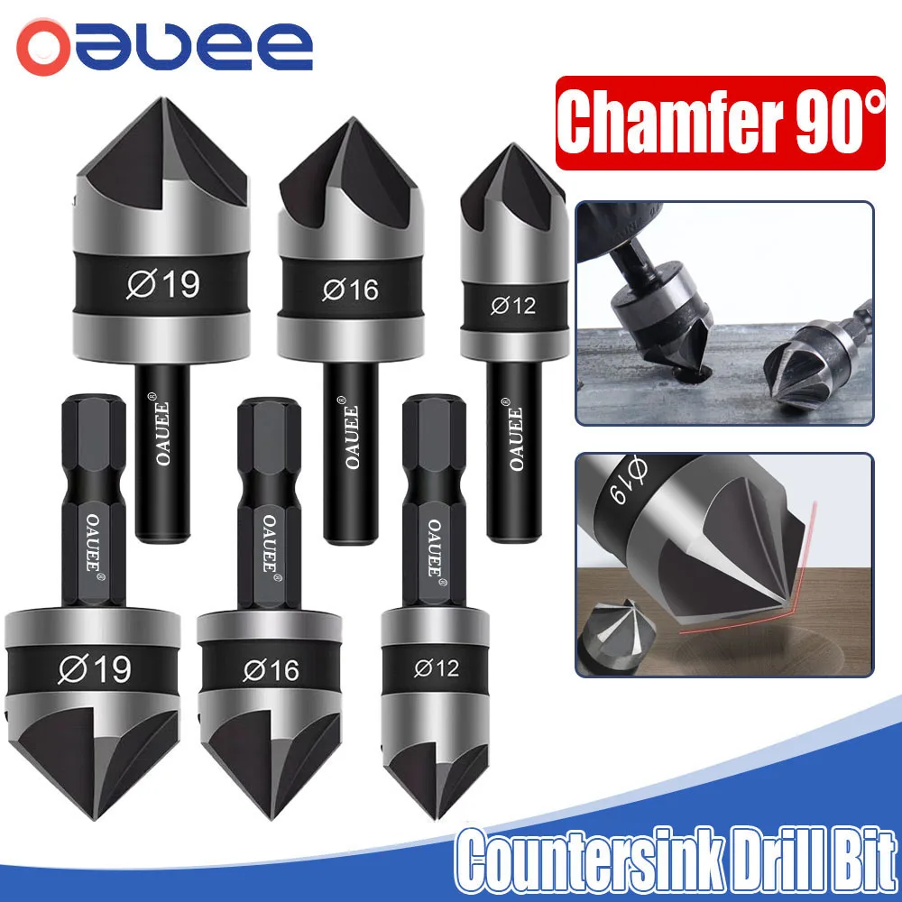 3PCS-Countersink-Drill-Bit-Hss-Hex-Chamfer-Five-Pears-Hexagonal-90 ...