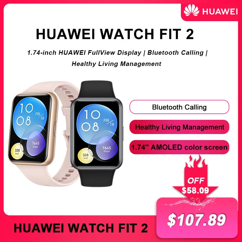 New Original Huawei Watch Fit 2 Smartwatch 1.74-inch Amoled Bluetooth ...