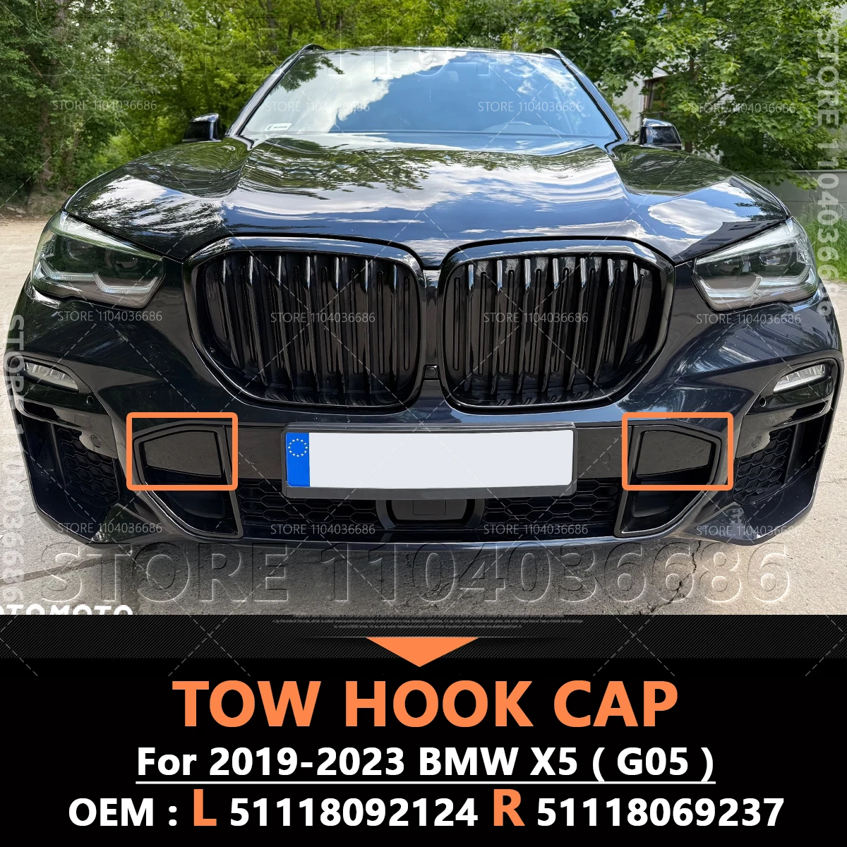 For 2019-2023 BMW X5 40i 40ix 45ex 50ix M50ix (G05) Front Bumper Tow ...