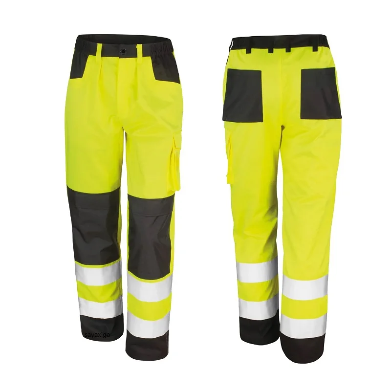 Reflective-Stripe-Multi-Pockets-Work-Pants-Cotton-Men-s-Construction ...