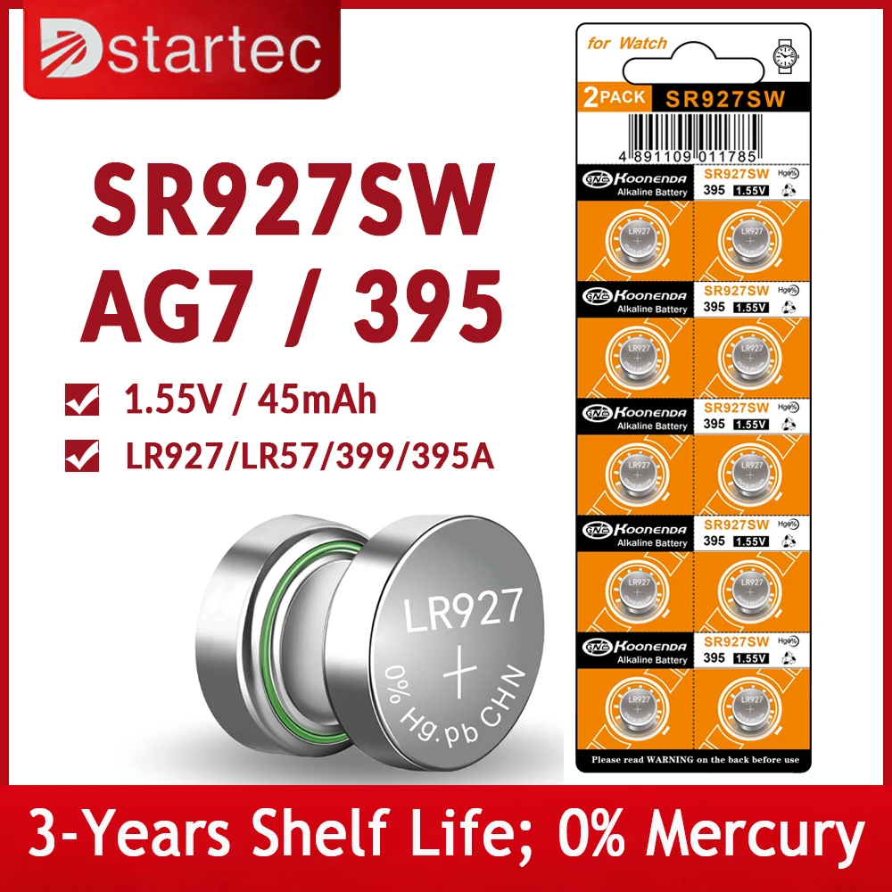 EUNICELL-46mAh-SR927W-LR927-AG7-395-Button-Pilas-Batteries-SR927-LR57 ...