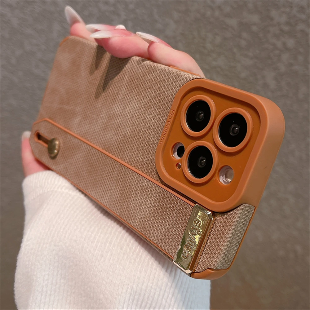 Luxury-Leather-Wrist-Strap-Holder-Stand-Phone-Bracket-Case-For-iPhone ...