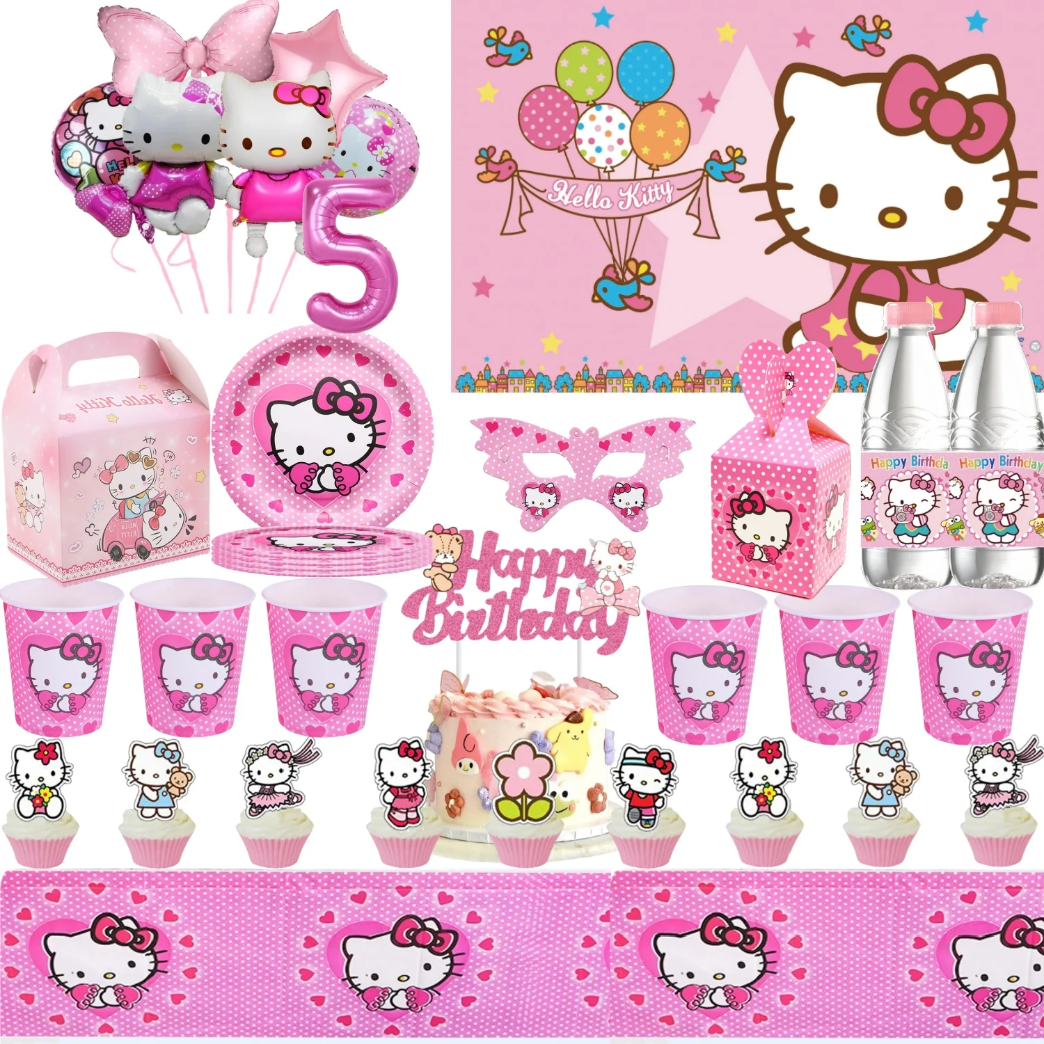 Hello-Kitty-Birthday-Party-Decorations-Kawaii-Cat-Tableware-Plate ...