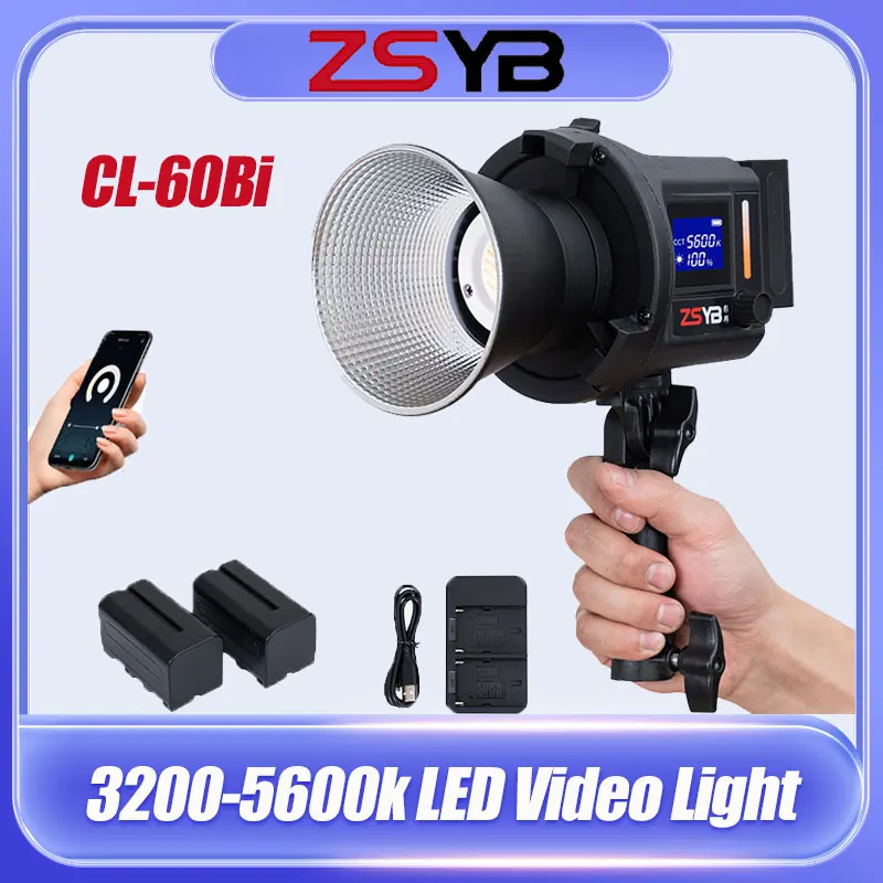 ZYSB CL-60Bi LED Video Light 60W 3200-5600k Bi-color Professional Studio Bowens Mount Lamp For ...