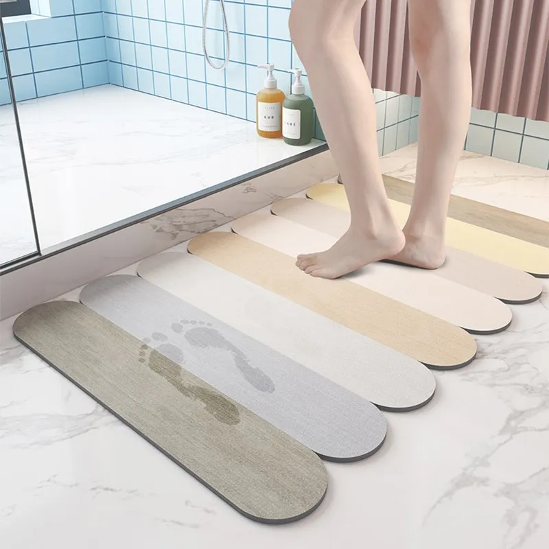 Super Absorbent Water Bath Mat Fast Drying Bathroom Mat Diatomite ...