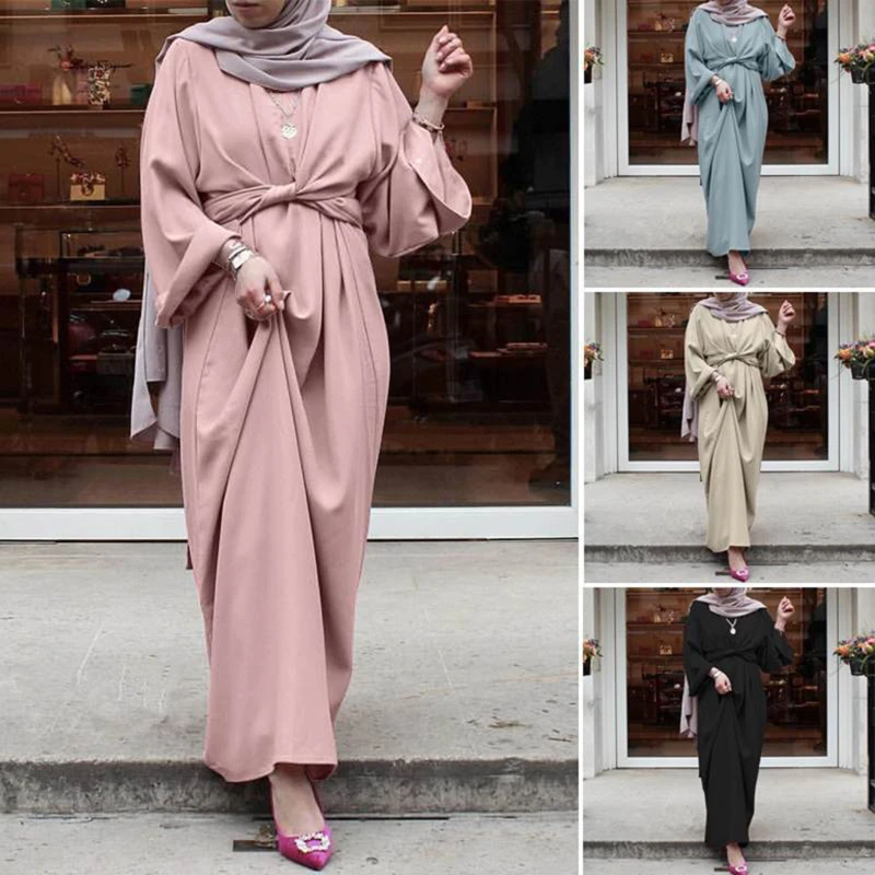 Summer Puff Sleeve Muslim Abaya Women Dress Elegant Modest Morocco ...