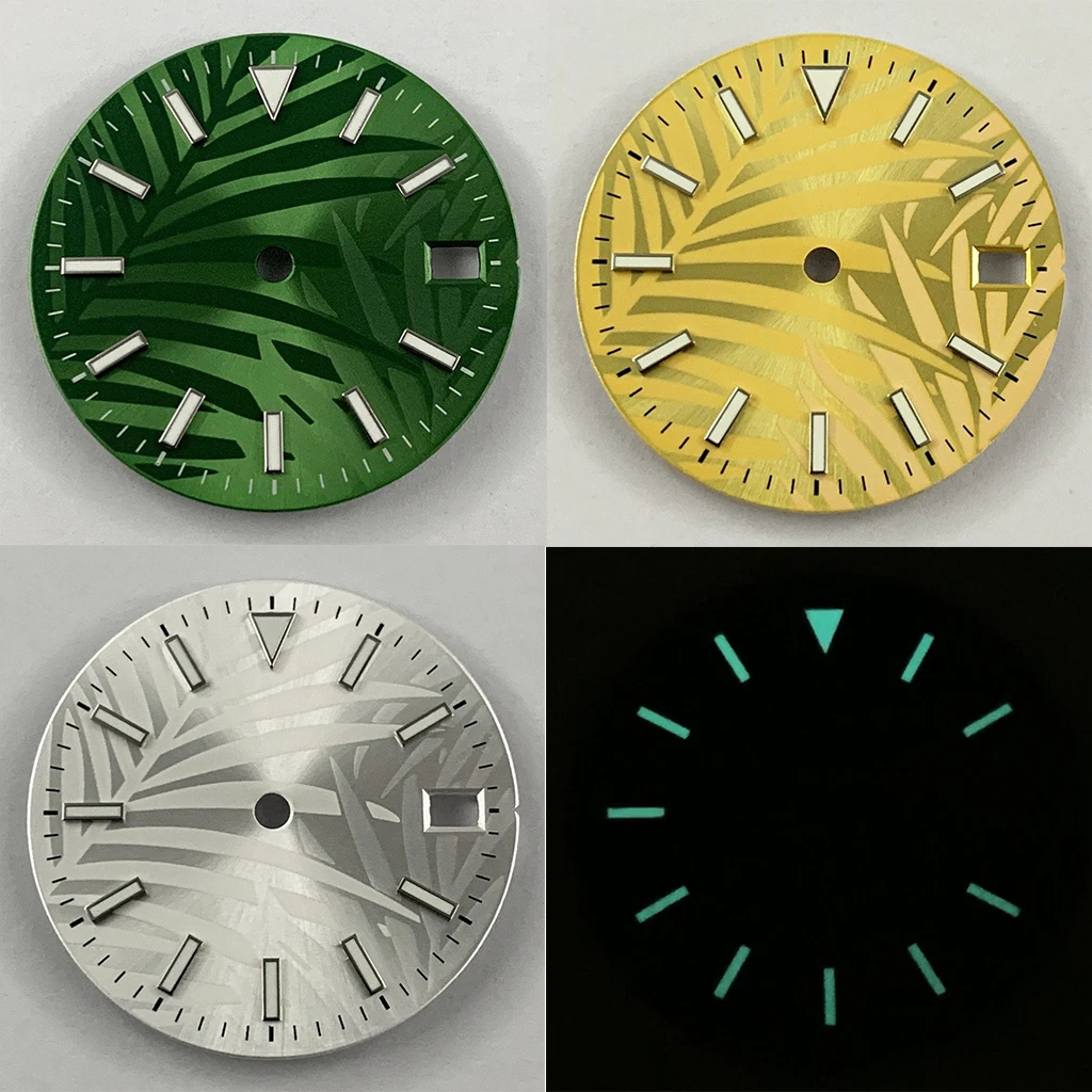 28-5mm-Green-Yellow-Silver-Watch-Dial-Blue-Green-Luminous-for-NH35 ...