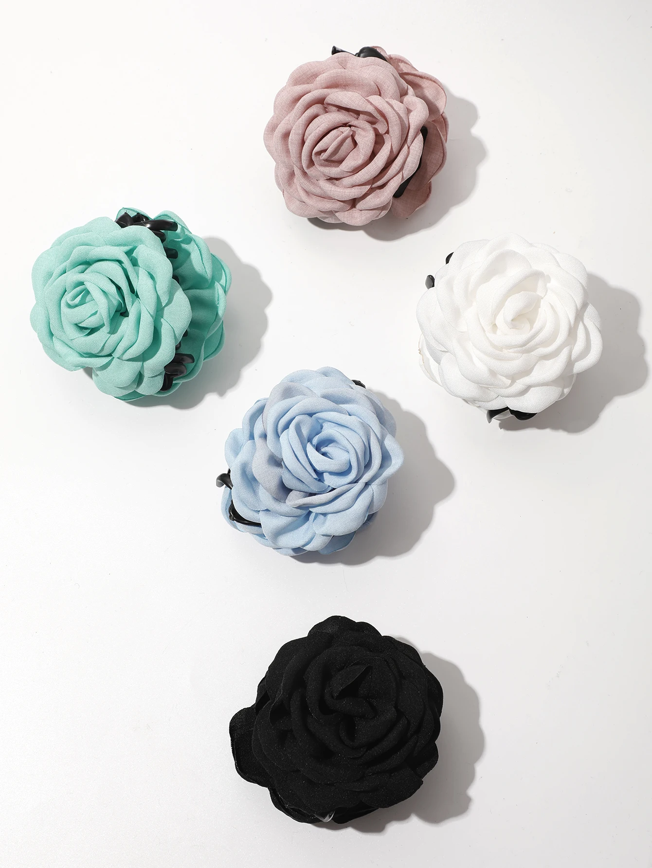 Rose-Flower-Hair-Clip-Large-Fabric-Claw-Clip-Elegant-Floral-Plaid ...