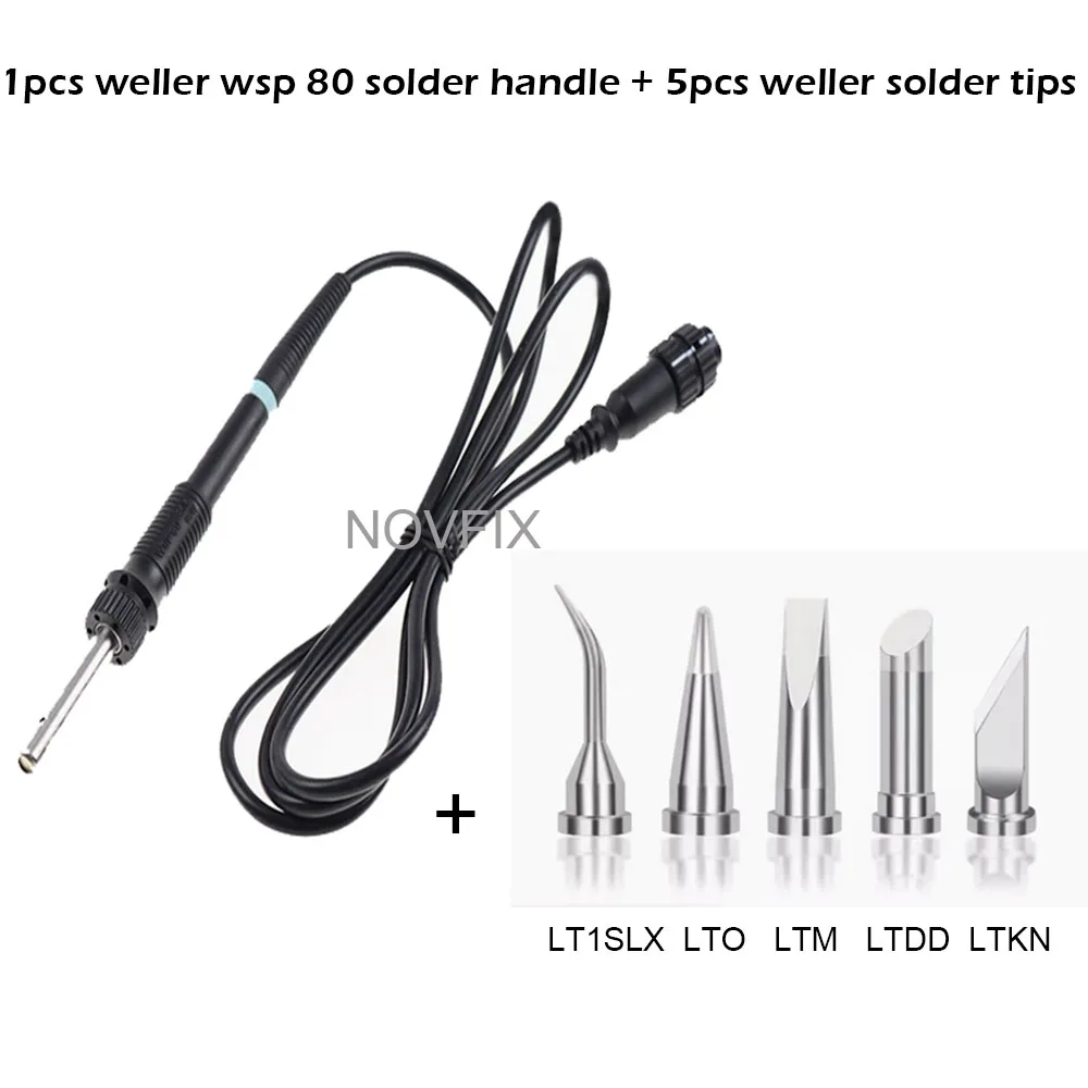 Welding Solder handle With 5pcs Iron Tips For Weller WSP80 WSD81 WS81 ...