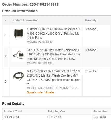 Номер заказа: 25041862141618 Детали печатной машины | AliExpress