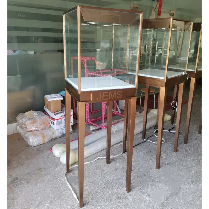 Custom-tall-jewellery-display-tower-rose-gold-jewellery-display-with ...