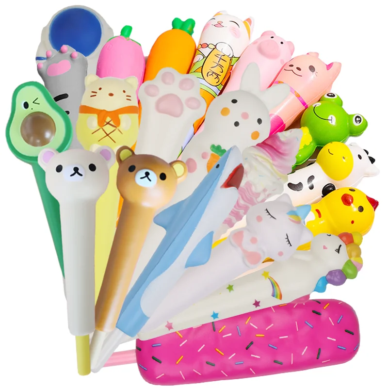 Cute-Kawaii-Fidget-Squishy-Gel-Pens-Foam-Spinning-Stress-Pressure ...