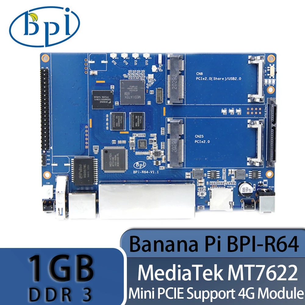 바나나 파이 Bpi R64 스마트 라우터 기반 개발 보드 Mediatek Mt7622 64 비트 5 포트 10 100
