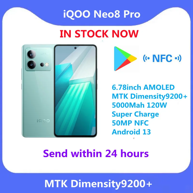Original VIVO iQOO Neo 8 Pro 5G Cell Phone 6.78inch AMOLED MTK ...