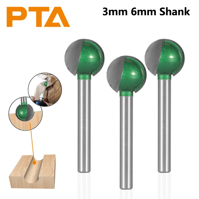 3mm 6mm Shank Ball Nose End Mills for Woodworking Cove CNC Milling ...