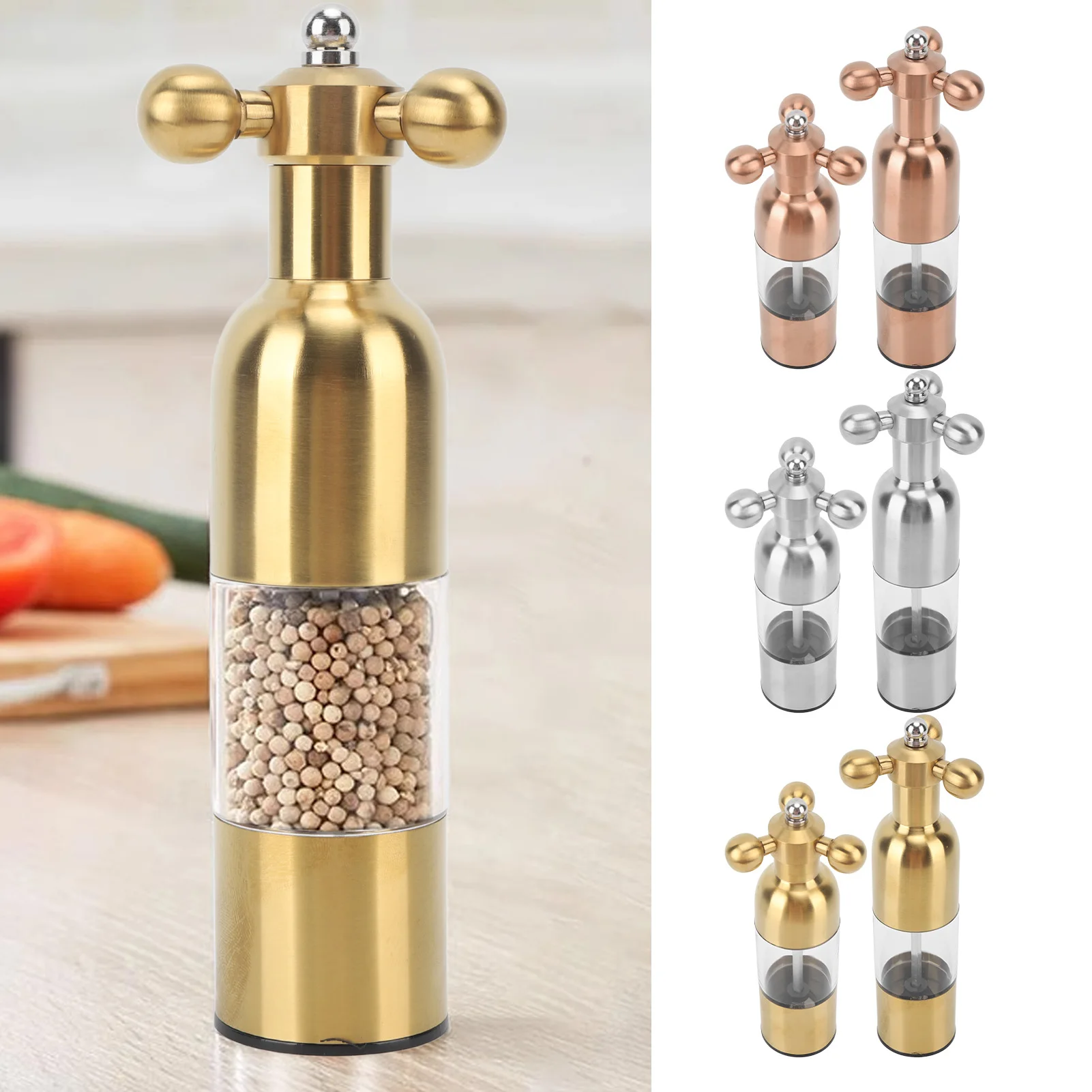 Manual Adjustable Pepper Grinder Stainless Steel Pepper Mills Ceramic ...