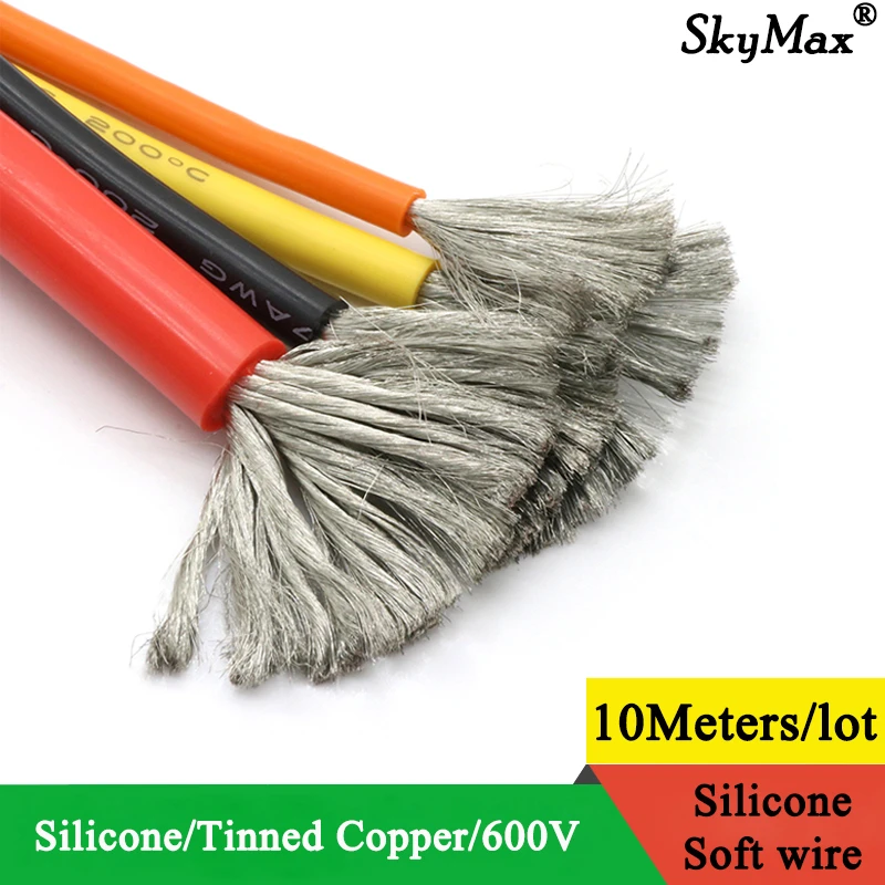 10meters/lot Heat-resistant Soft Electrical Silicone Wire Cable 8 10 12 14 16 18 20 22 24 26 28 ...
